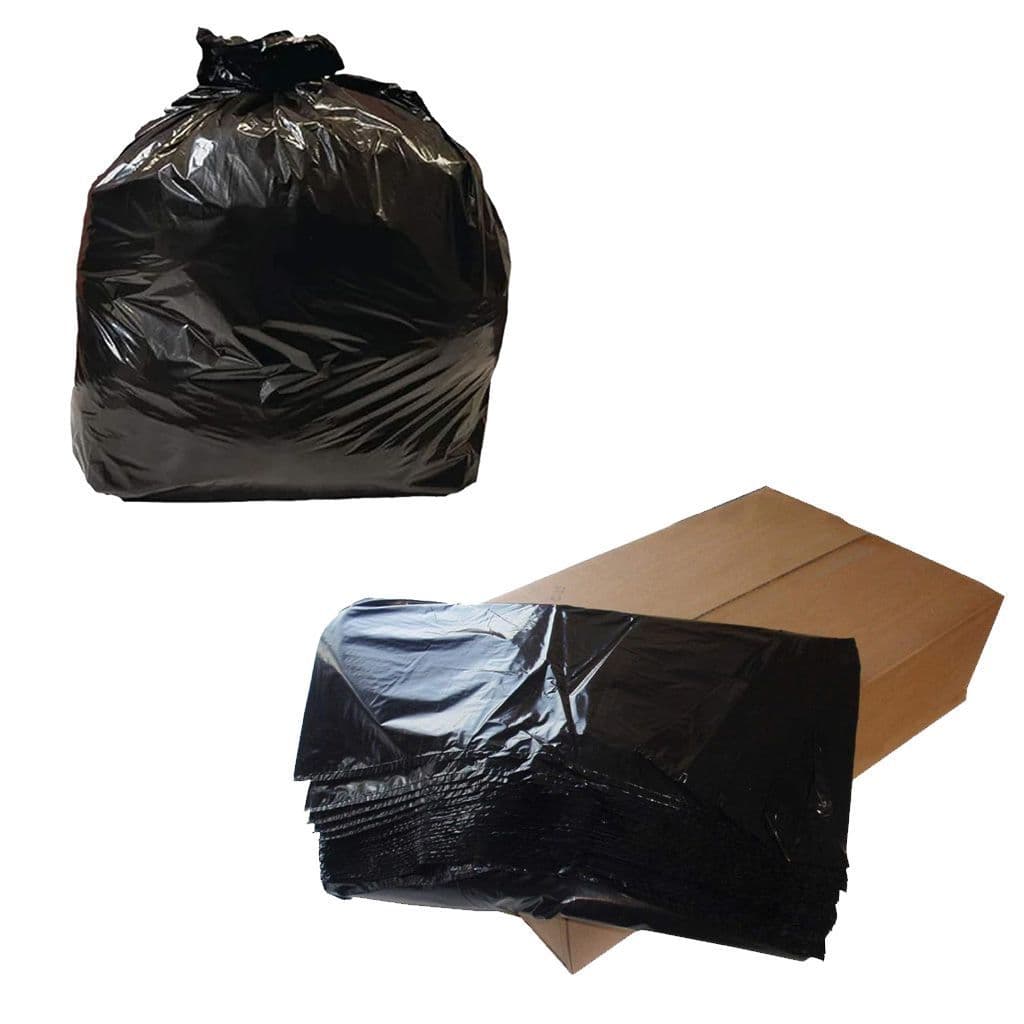 Strong 140 Gauge Black 18x29x33" Rubbish Waste Refuse Sacks