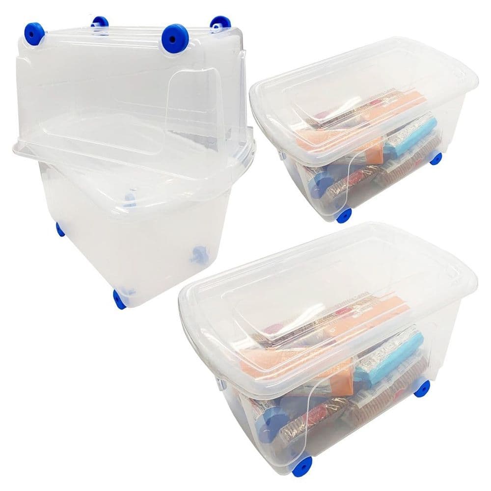 Wheelie Plastic Storage Box with Lid & Built In Wheels