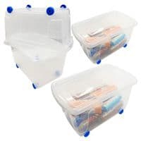 Wheelie Plastic Storage Box with Lid & Built In Wheels