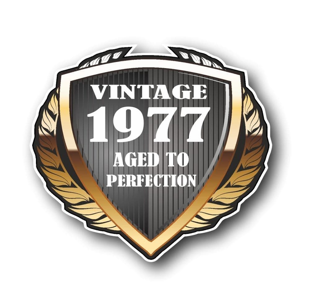 1977 Year Dated Vintage Shield Retro Vinyl Car Motorcycle Cafe Racer ...
