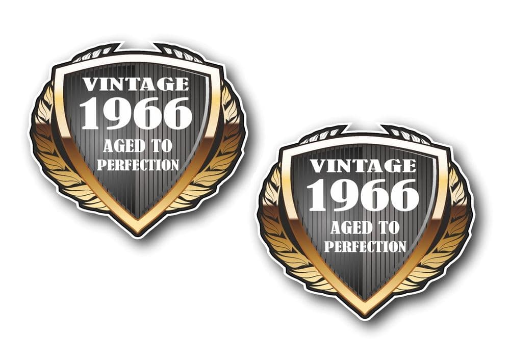 2 pcs of 1966 Year Dated Vintage Shield Retro Vinyl Car Motorcycle Cafe ...