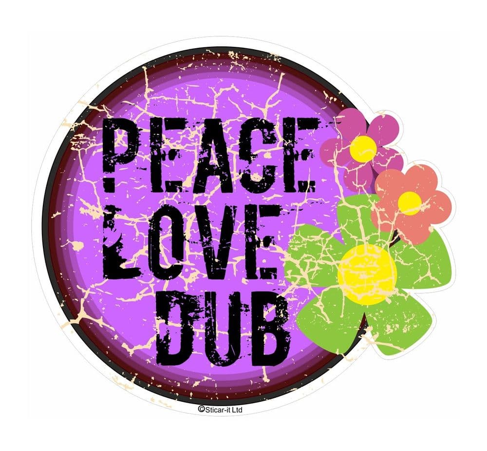 Distressed Aged PEACE LOVE DUB Design For Rat Look VW Vinyl Car sticker ...