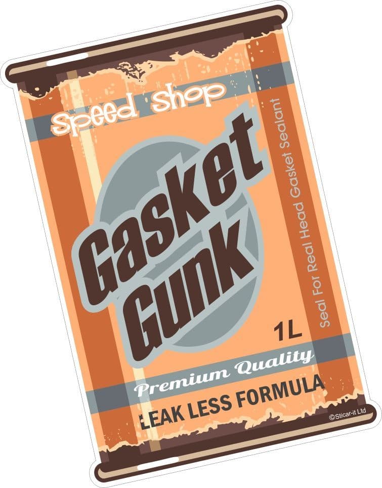 Gasket Gunk RETRO OIL CAN Funny Design For Rat Look VW Vinyl Car ...