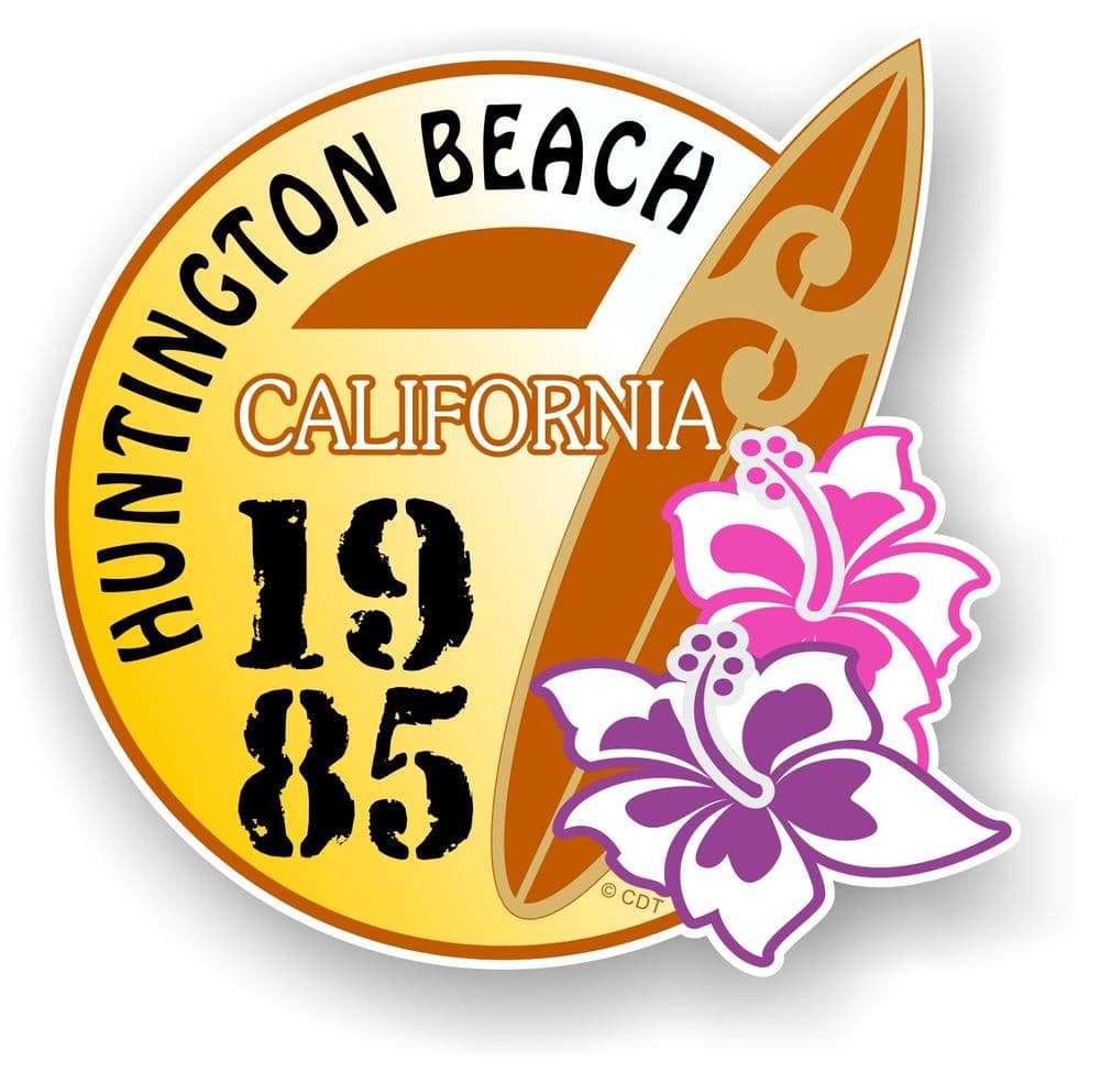 Huntington Beach 1985 Surfer Surfing Design Vinyl Car sticker decal 95x98mm