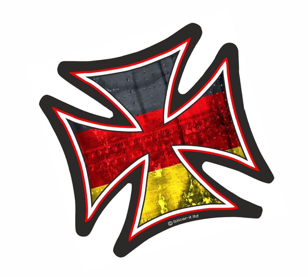 IRON CROSS With Germany German Flag Motif External Vinyl Car Sticker ...
