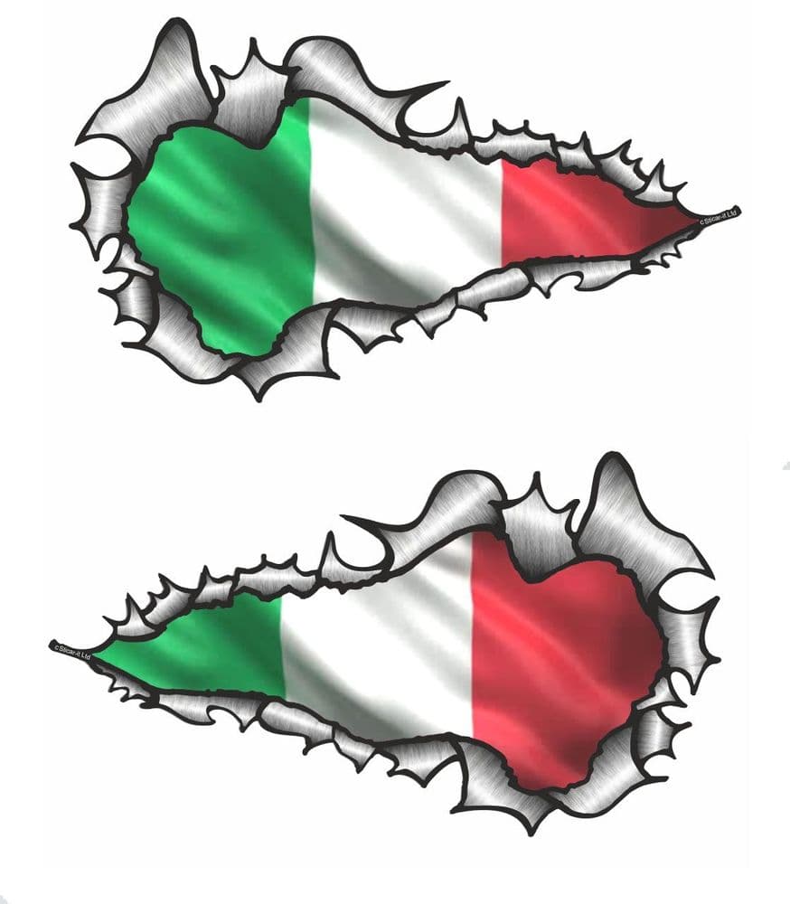 Long Pair Ripped Torn Metal Design With Italy Italian il Tricolore Flag ...
