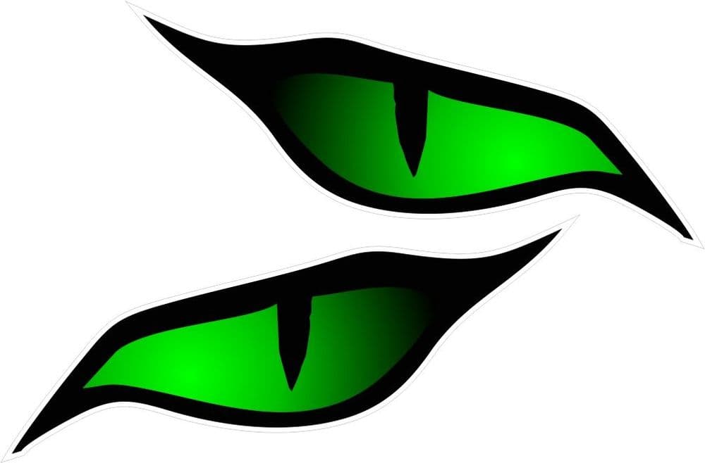 Pair Of Evil Eye Eyes Design In Green For Motorbike Biker Helmet Car ...