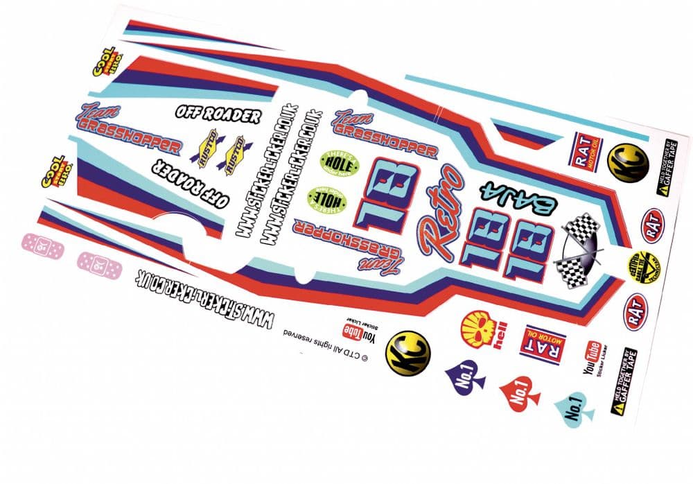 Retro Classic Race Car Livery themed vinyl stickers to fit R/C Tamiya ...