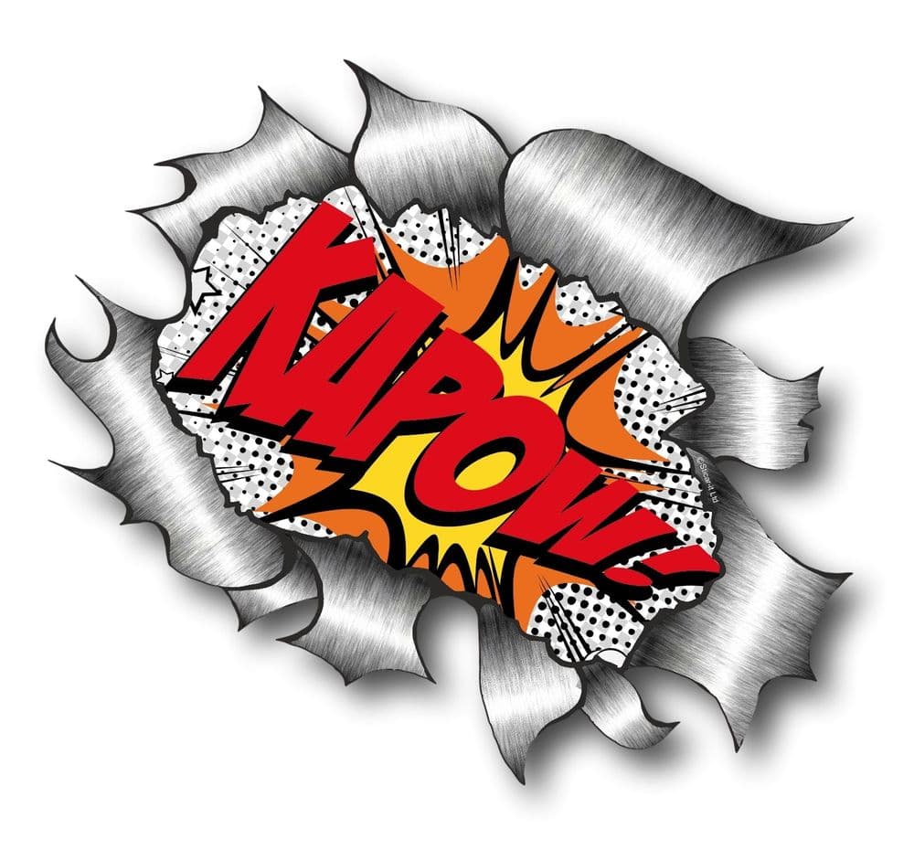Ripped Torn Metal Design With Retro Comic Book Kapow Motif External ...