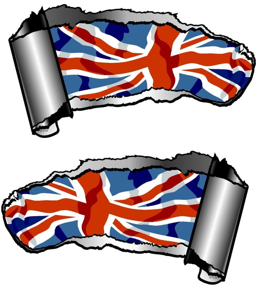 Small Pair Ripped Torn Metal Gash Design & Union Jack British Flag ...