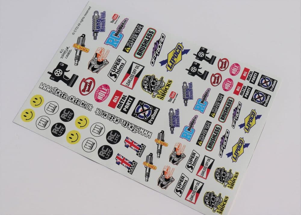Universal 1/10th Scale sponsor logos R/C themed vinyl stickers to fit R ...
