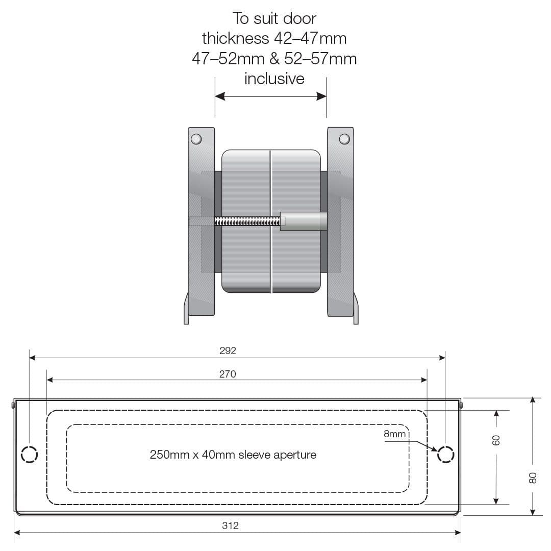 Intumescent Telescopic Letterbox | 30mins | 12 inch Satin Anodised ...