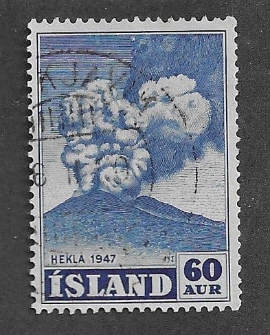 1948 60a MOUNT HEKLA ERUPTION INSCRIBED HEKLA 1947 FINE USED