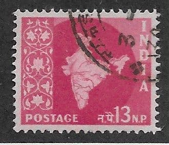 1963 13np MAP OF INDIA 2ND ISSUE FINE USED