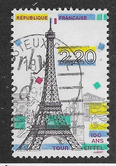 1989 2 20F 100TH ANN OF EIFFEL TOWER FINE USED