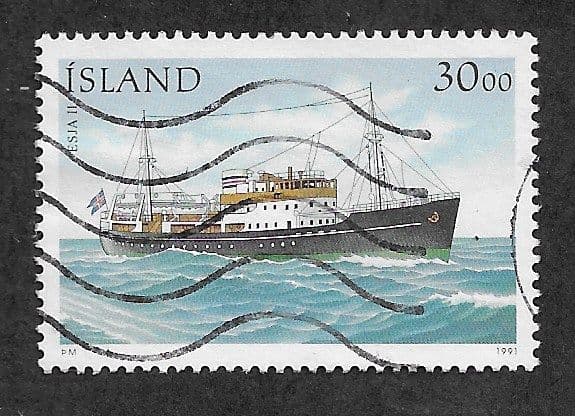 1991 30Kr STAMP DAY-SHIPS-ESJA II FINE USED
