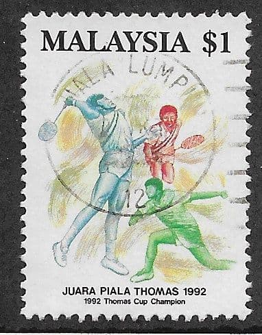1992 1 00 MALAYSIAN VICTORY IN BADMINTON CHAMPIONSHIP FINE USED