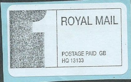 1ST CLASS ROYAL MAIL POSTAGE PAID LABEL HQ13133