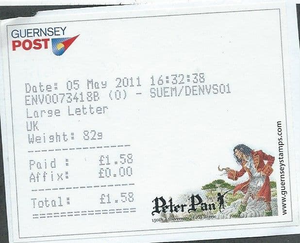 2011 1 58 PETER PAN - ILLUSTRATED LABEL ON PIECE