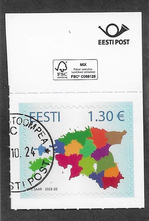 2023 1 30 MAP OF ESTONIA WITH TAB FINE USED