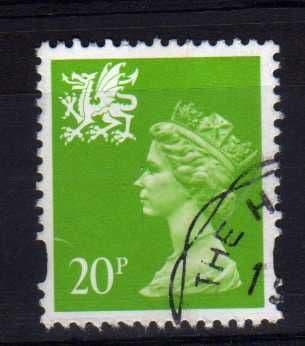 20P WALES BT GREEN P15 X 14 FINE USED