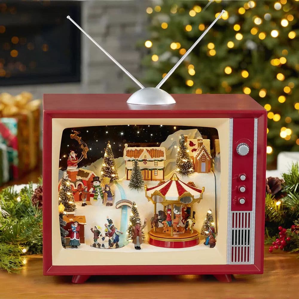 18" Animated Musical TV with 61 LED Lights and Sounds Christmas Decoration