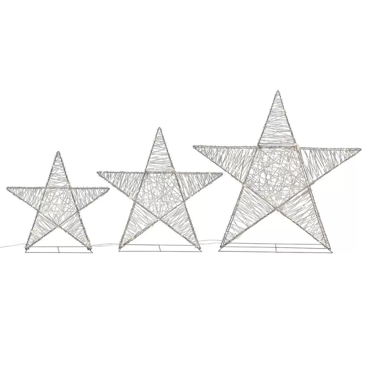 3 Piece LED Stars with 420 Warm White LED Lights Decorations