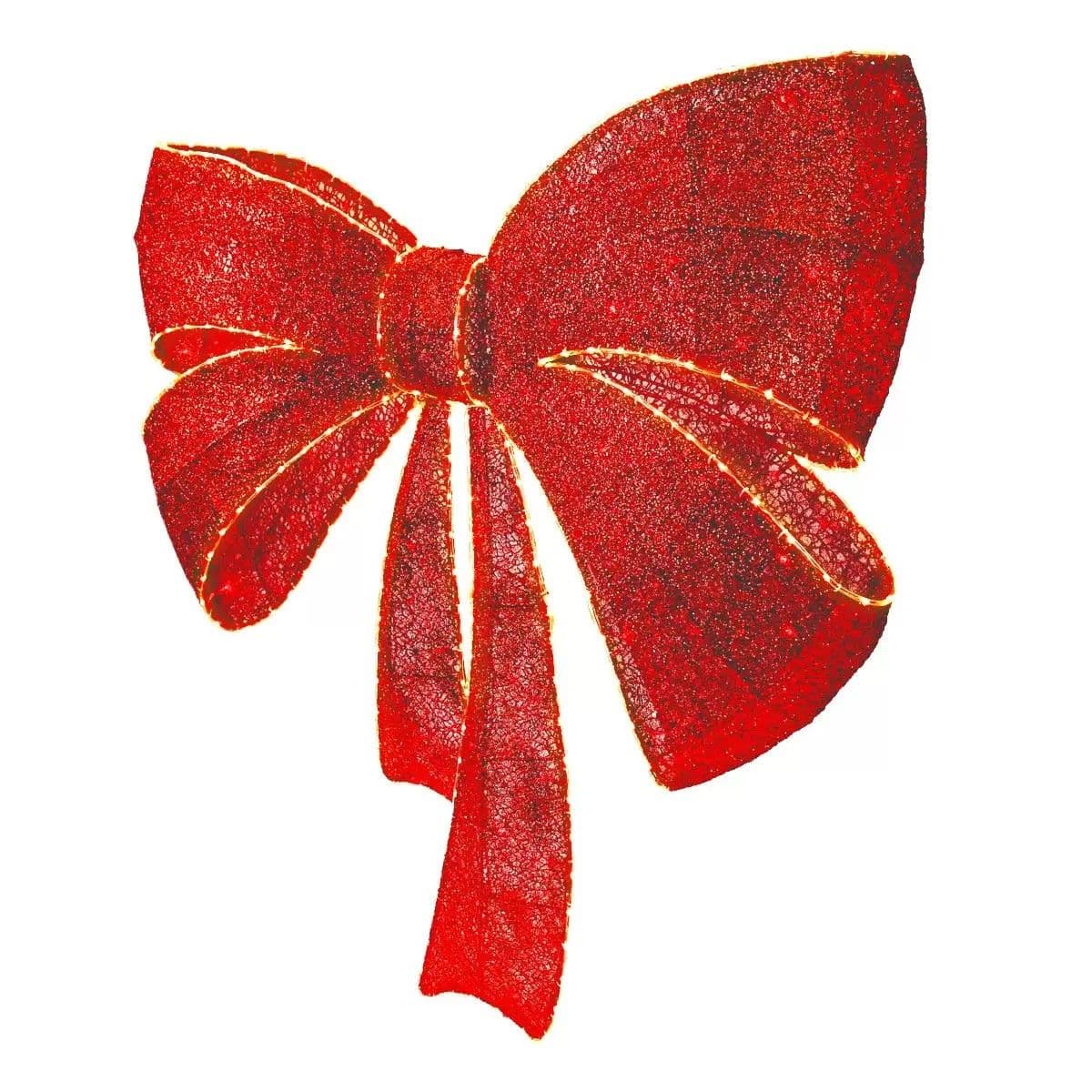 48 Glitter Mesh LED Bow 188 Lights Red & White Xmas Indoor Outdoor Decor