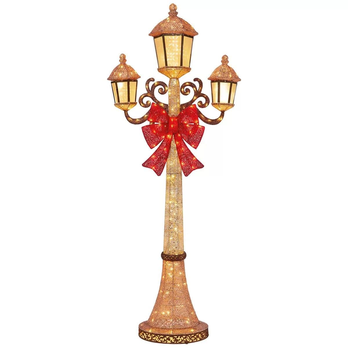 7ft Puleo Lighted Triple Lamp Post with 220 LED Lights Indoor/Outdoor ...