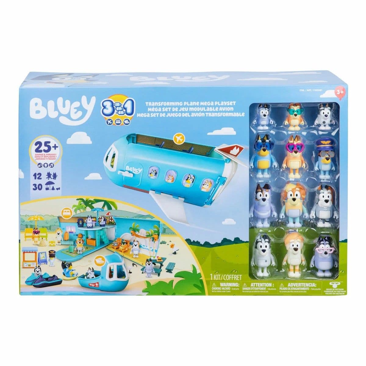 Bluey 3-in-1 Transforming Plane Mega Playset with 12 Figures & 30 ...