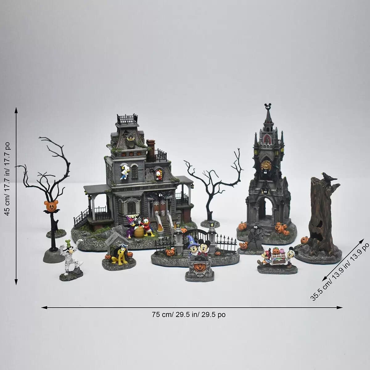 Disney Halloween 12 Piece LED Village Haunted House Set Mickey Minnie ...