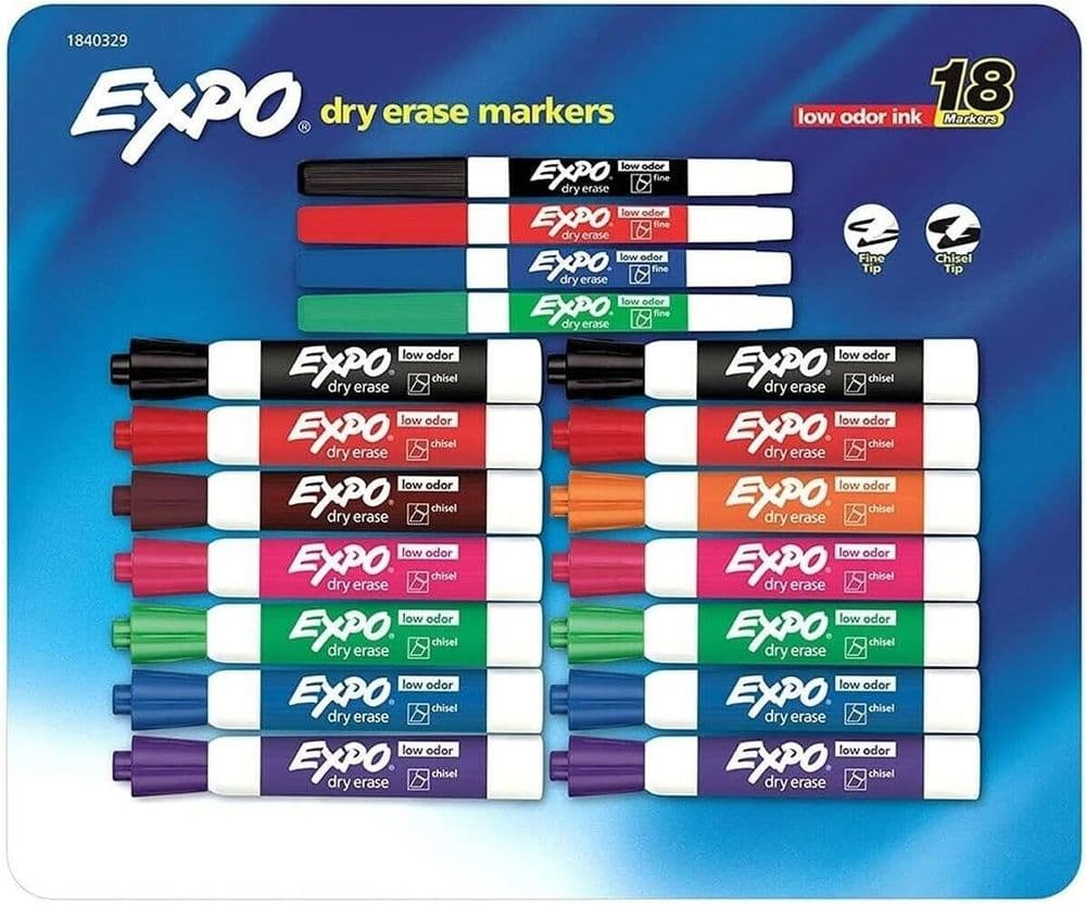 Expo Chisel & Fine Tip Low Odor Dry Erase Markers 18 Pack