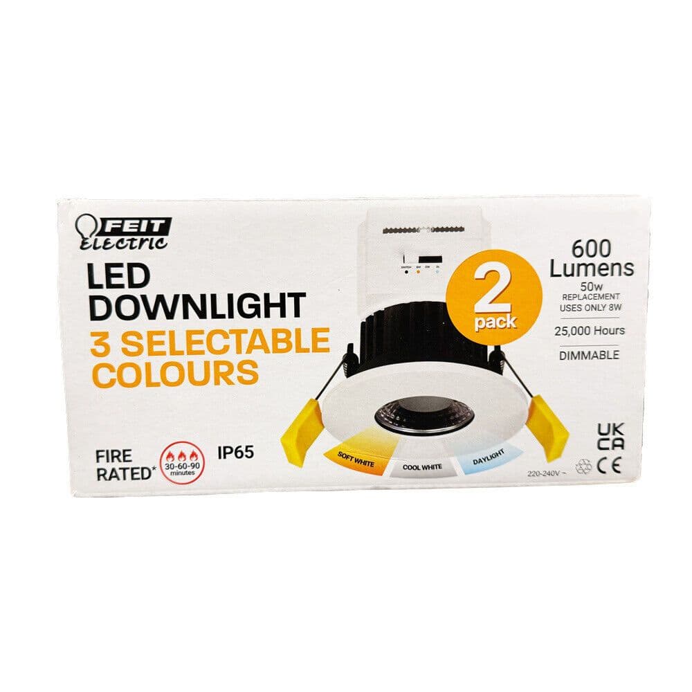 Feit Electric LED Downlight IP65 3 Colours 600 Lumens 50w 2 Pack Dimmable