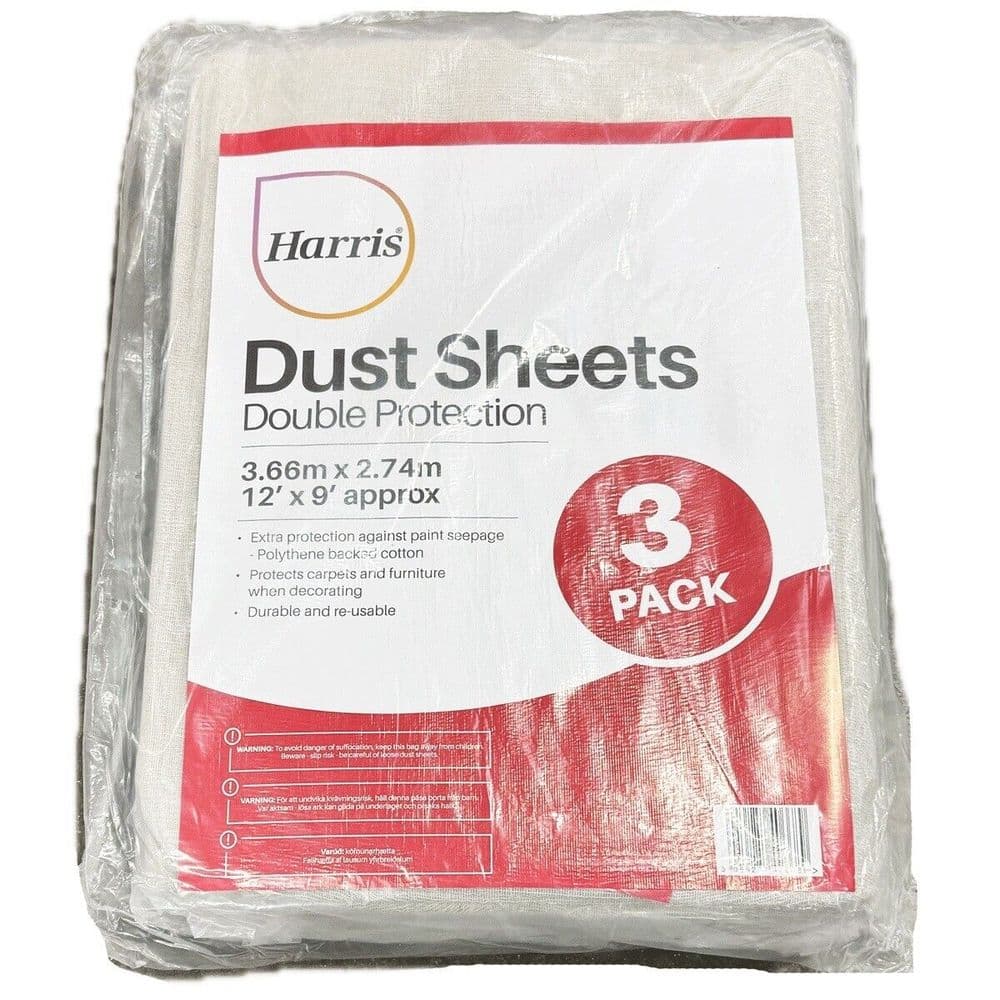 Harris Dust Sheets Double Protection 3 Pack Paint Floor & Furniture ...