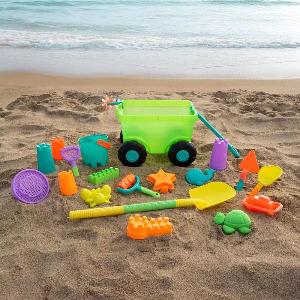 International Toys Kids 20pc Beach Sand Toy Wagon Playset Outdoor Fun
