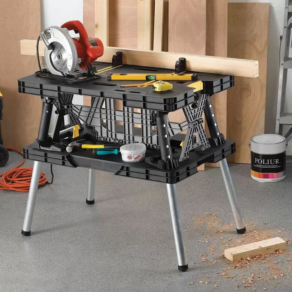 Keter Pro Series Portable Folding Work Table Bench With Clamps
