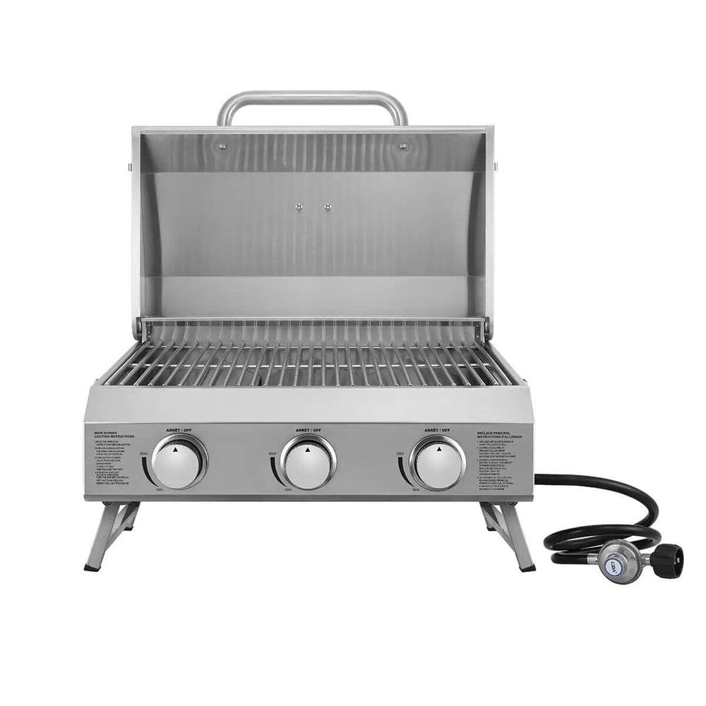 NXR 3 Burner Stainless Steel Table Top Propane Gas Grill Barbecue BBQ