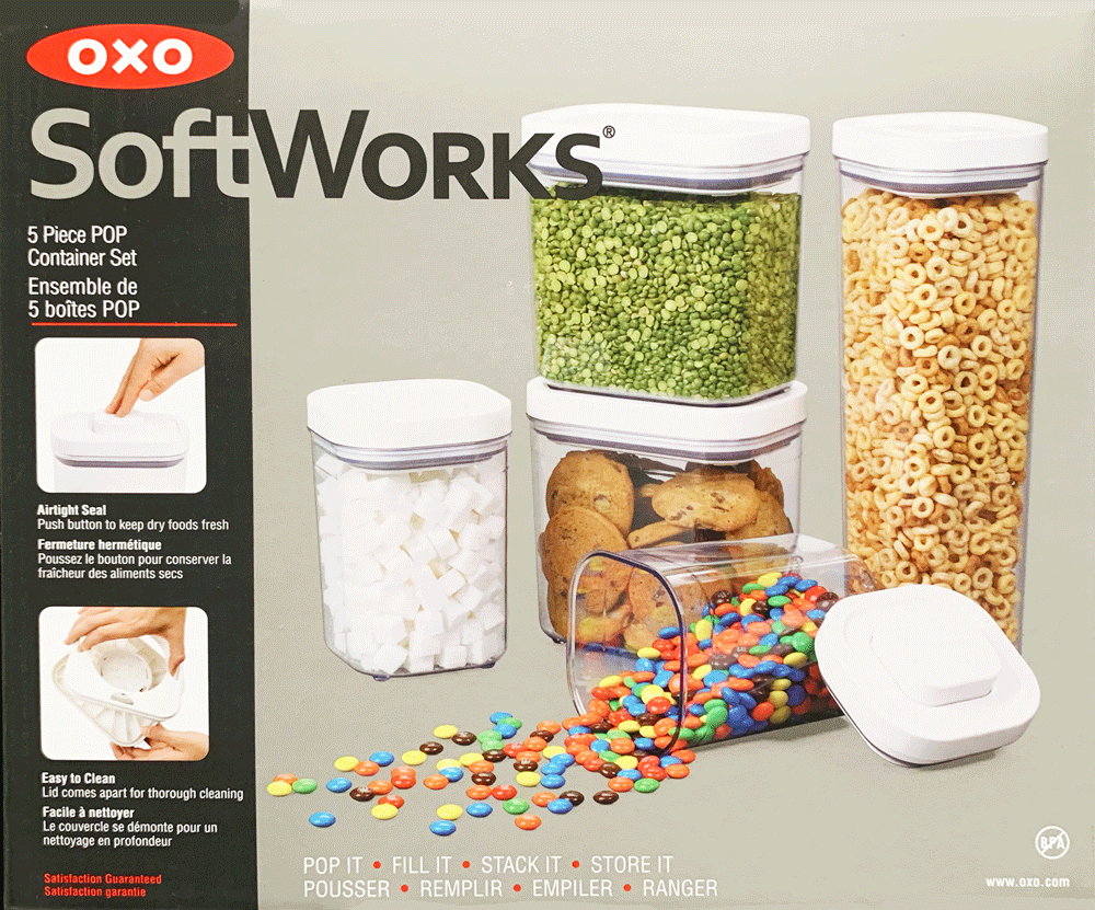 OXO SoftWorks Food Container 5 Piece Set Food Storage Set Pop Container ...