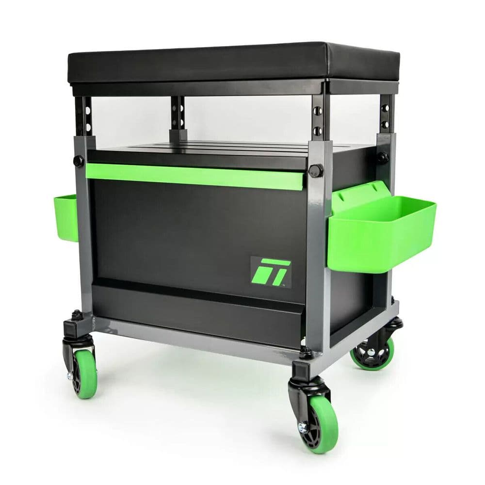 TrekTerra Toolbox Shop Stool with Underseat Storage Workshop Garage ...