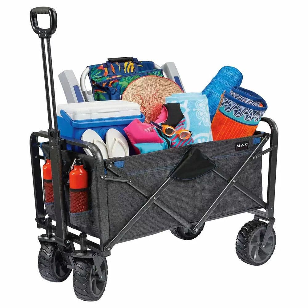 XL Steel 4 Wheels Folding Wagon with Brakes Collapsible Cart