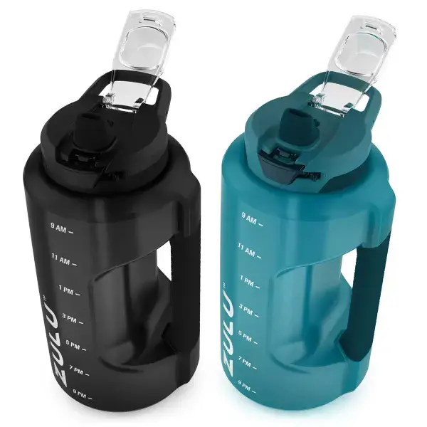 Zulu Goals 1 8L Gym Water Bottles 2 Pack Timer Marker Hydration Tracker