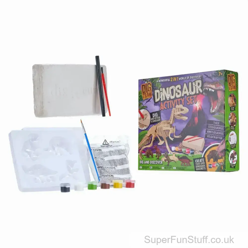 2 In 1 Dinosaur Play Set For Kids - Dino Dig & Paint | 21 Piece ...
