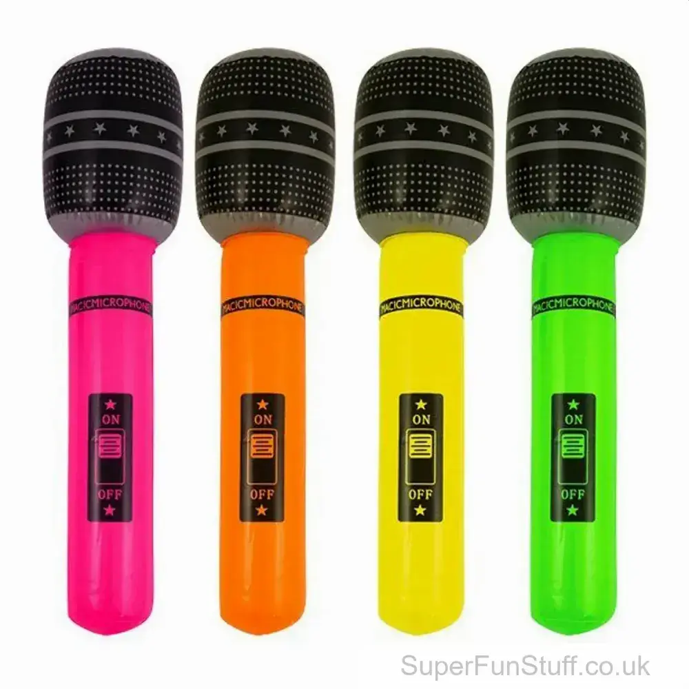Giant Inflatable Neon Microphone 66cm | Blow Up Toy Instruments for Parties