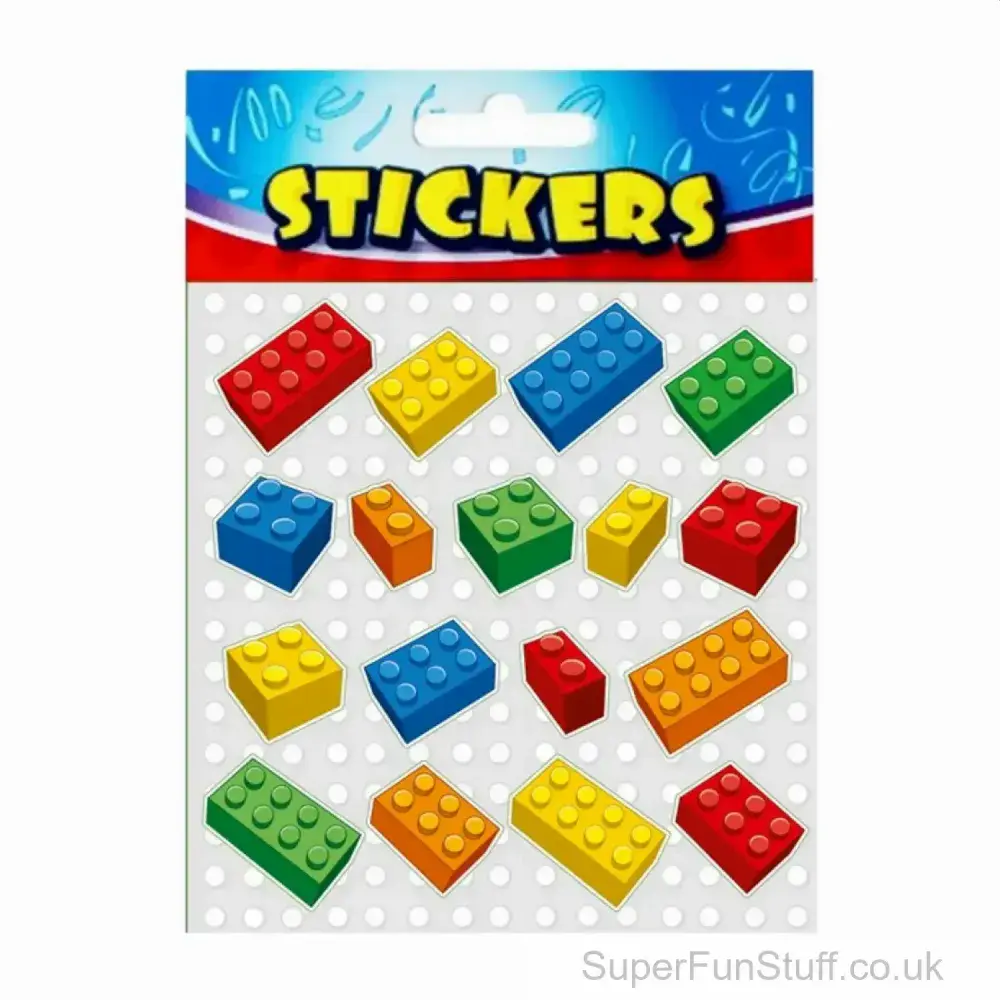 Play Bricks Stickers - Pack of 17 | Kid's Party Bag Gifts UK