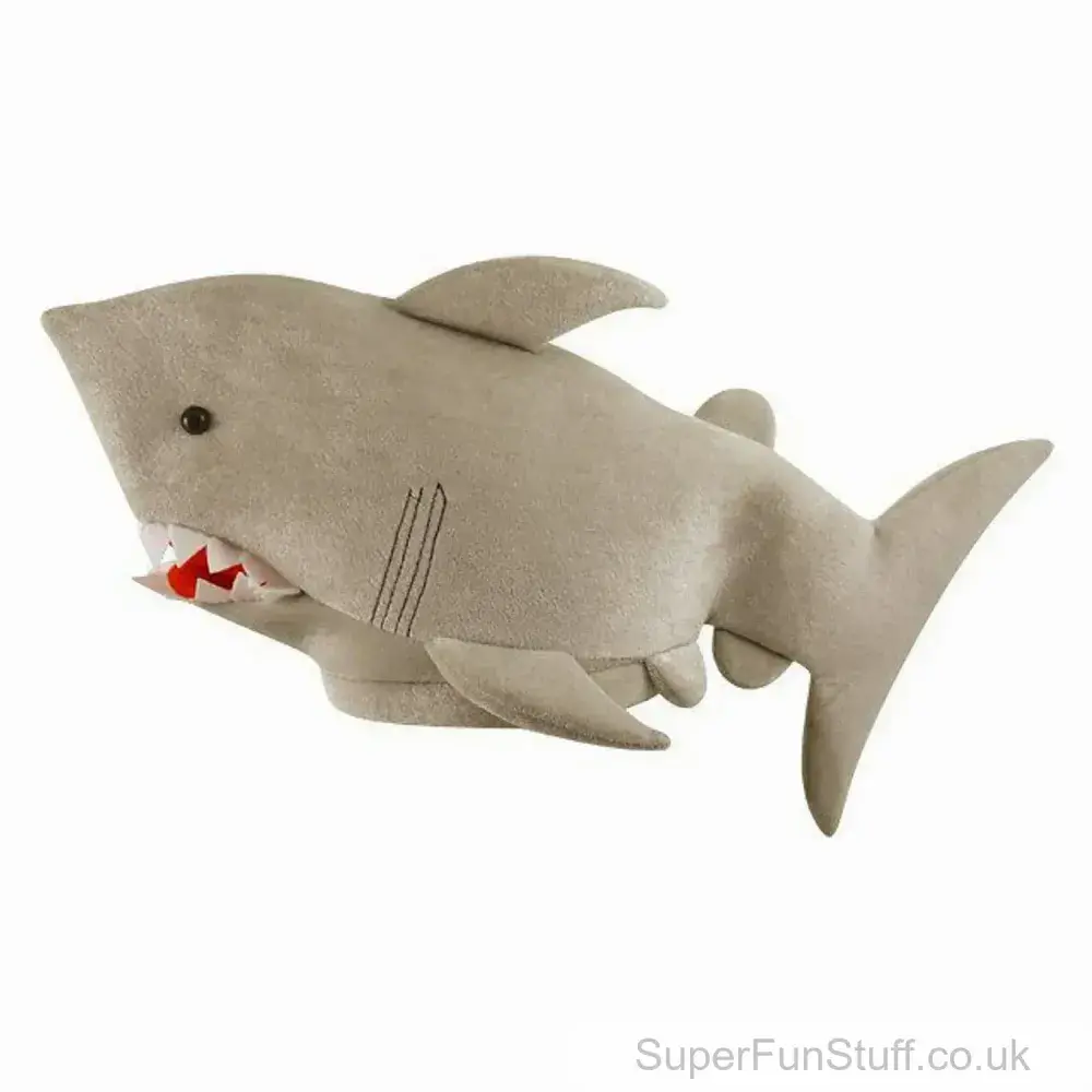 Plush Shark Head Hat - Adults | Fancy Dress Sea Animal Party Accessory ...