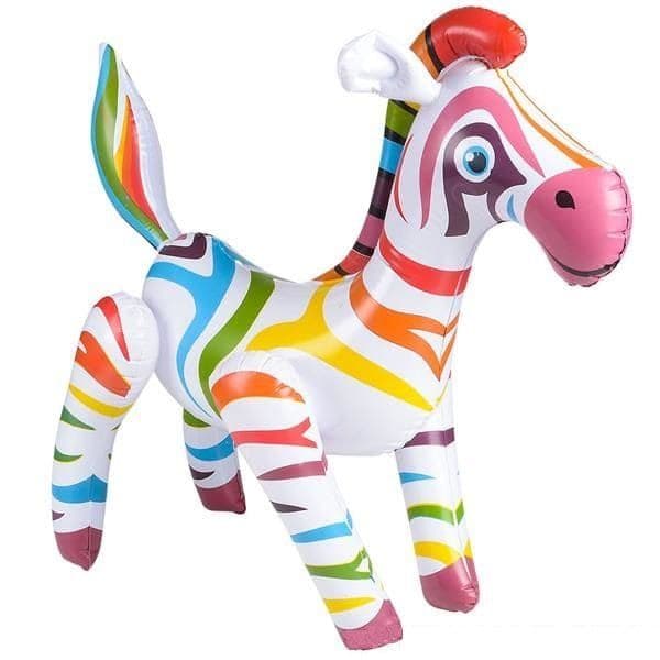 Rainbow Zebra Inflatable Toy | Colourful Safari Blow Up Toy