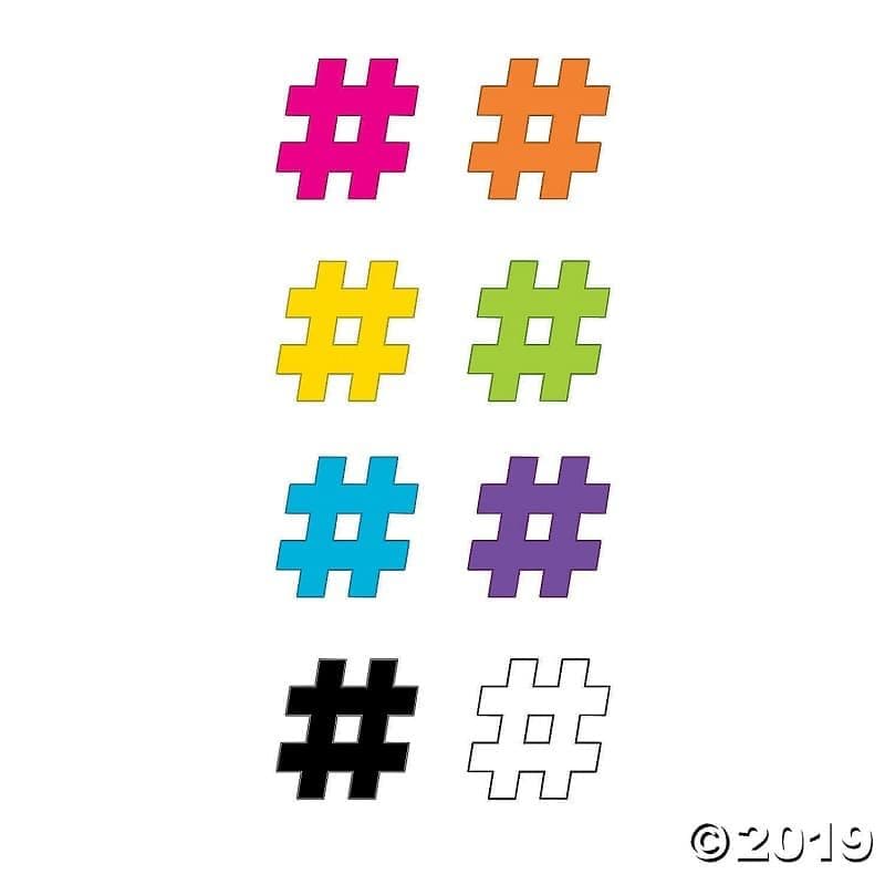 Set of 16 Hashtag Card Cut Outs (10cm) | Twitter Themed Party ...