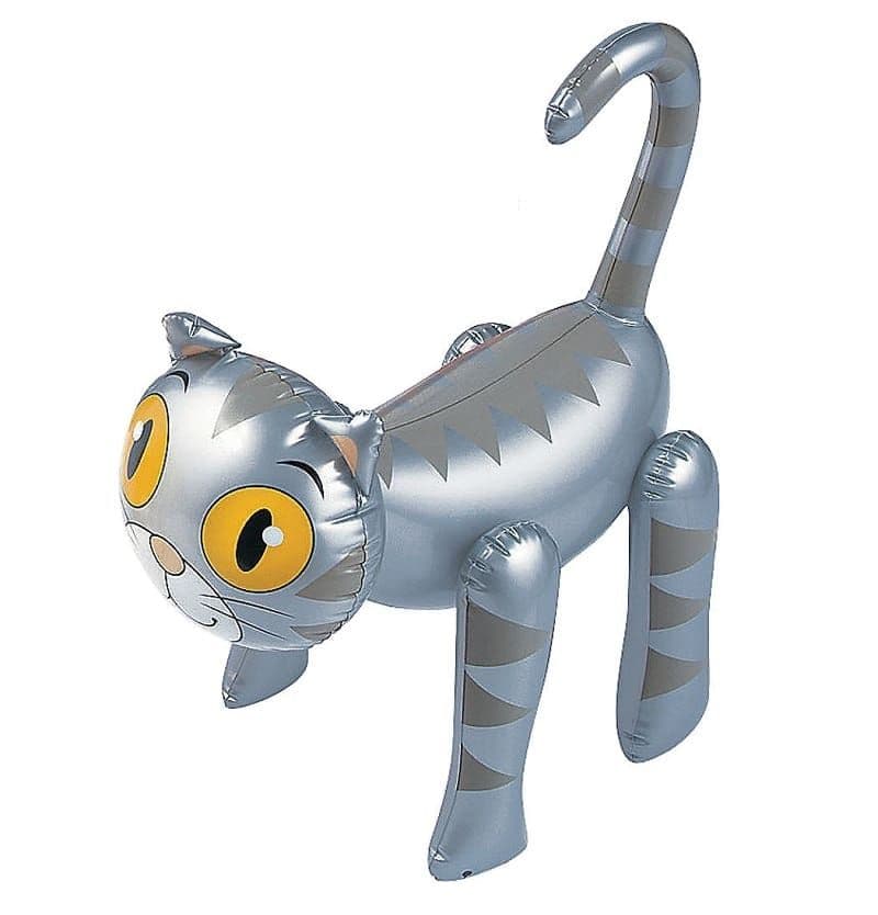 Inflatable Silver Striped Cat | Kids Blow Up Party Toy | Pet Themed Gift