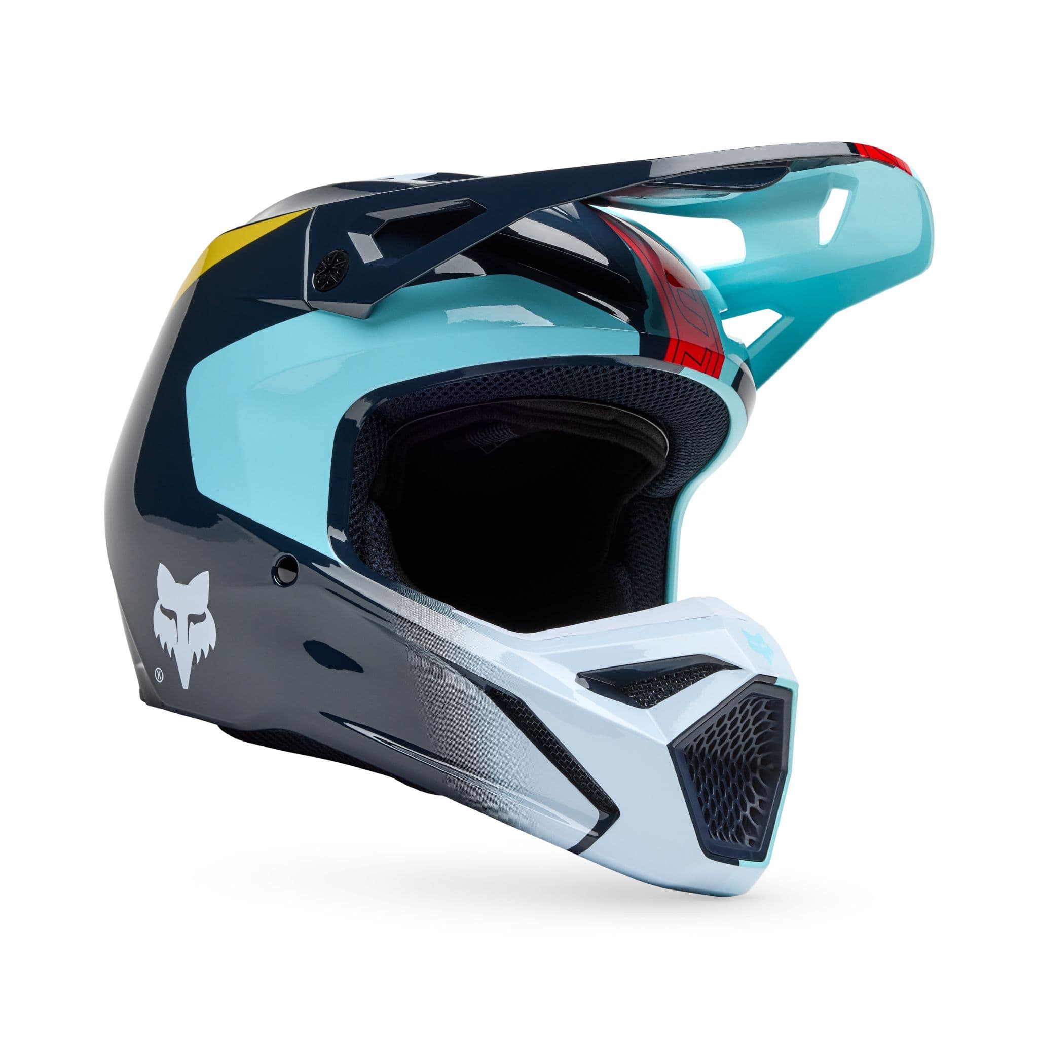 Fox V1 Youth Elevated Motocross Helmet - LT Blue