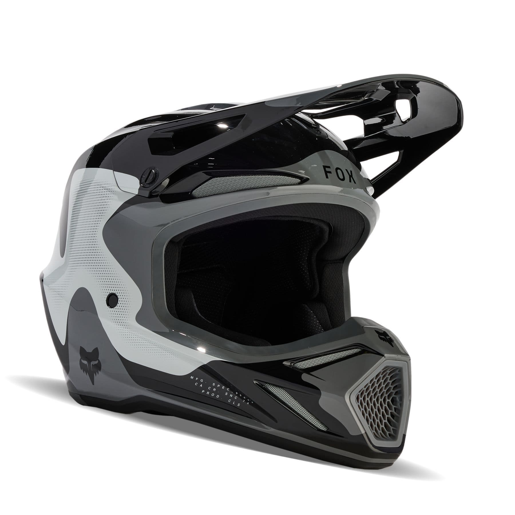 Fox V3 Revise Motocross Helmet - Black Grey
